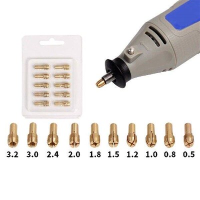 10pcs Mini Brass Collets Chucks Rotary Tool Mini Drill