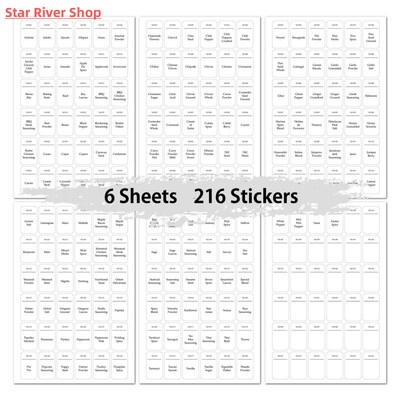 Spice Jar Labels 216pcs White Sticker Water And Oil Proof Se