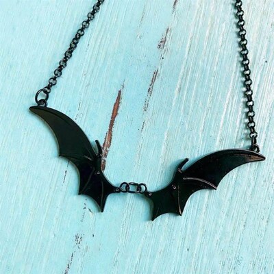 Goth Vampire Vintage Bat Wings Pendant Choker Necklace