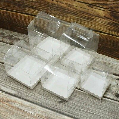 10pcs Handle Transparent Heighten Boxes For Cake Decoration