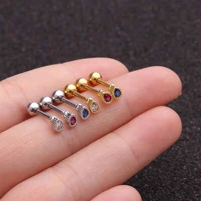 Stainless Steel Ear Piercing Barbell With Cz Hoop Cartilage