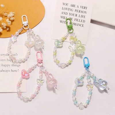 Cute Butterfly Flower Keychains For Women Sweet Acrylic Colo
