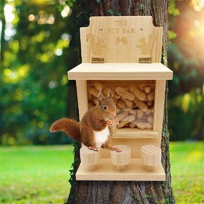 Feeding Container Wooden Squirrel Feeder Hanging