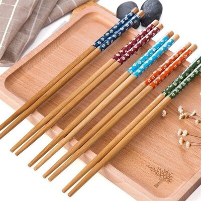 1Pairs Natural Bamboo Chopsticks Reusable Traditional Handma