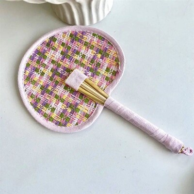 New Palm-leaf Pu Fan Hand-cranked Colourful Craft Fan Handma
