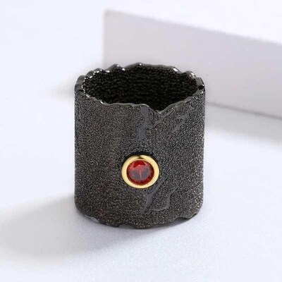 Exaggerated Unique Ring for Women Inlaid Red Zircon Rings Bl