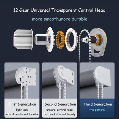 Grey Blackout Roller Blinds Curtain Drill System Office Kitc