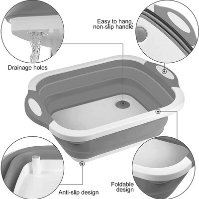 Folding Cutting Board Multifunctional Collapsible Sink Drain