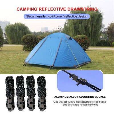 4x Wind Rope with S-Shaped Hooks Alloy Buckle for Outdoor