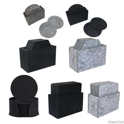 10Pcs Felt Drink Coaster Set with Holder Modern Decorative C