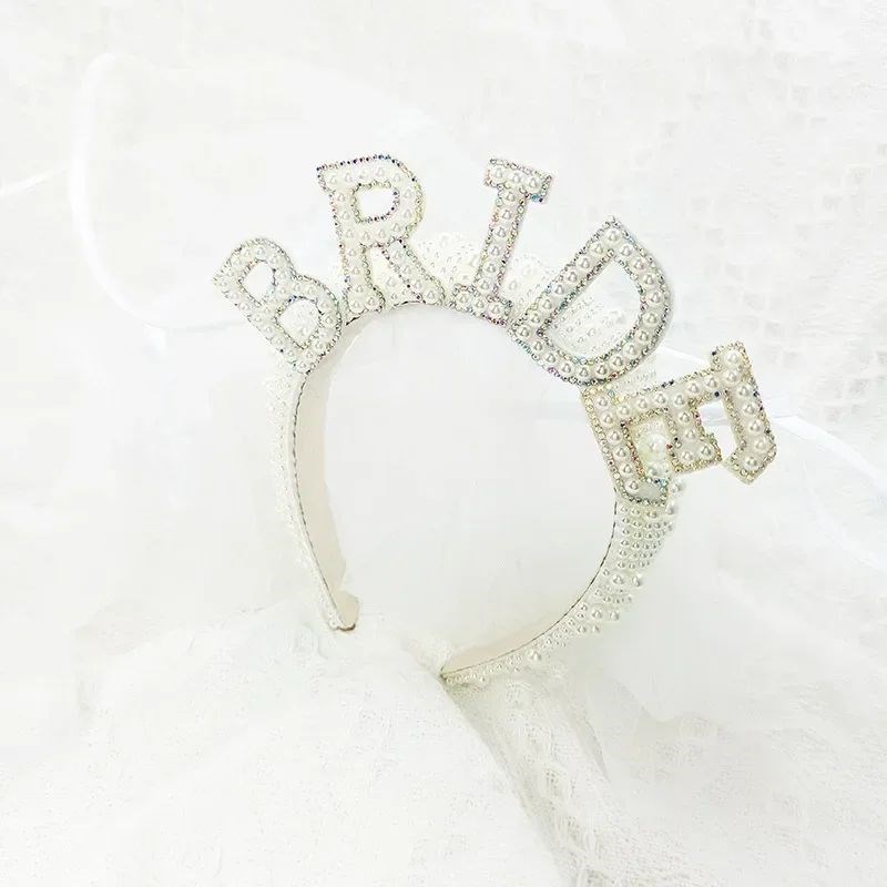 Bride to be Pearl crown Headband Bach Bachelorette hen Party
