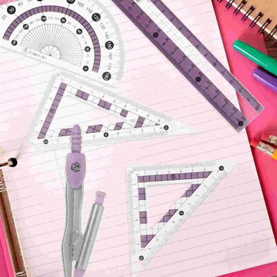 Ruler Set Protractor for Geometry Triangle School Office Com