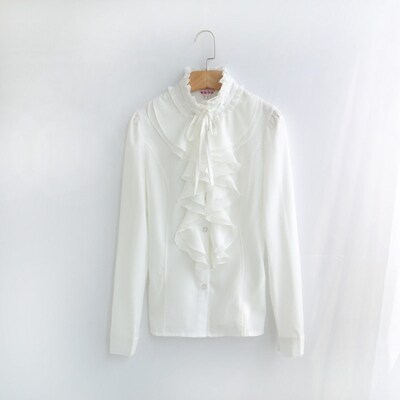 Softu Womens Top Shirt Blouse Ruffles Collar Lace Chiffon O