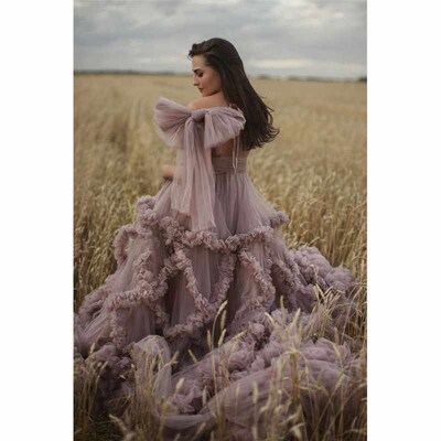 Dusty Pink Maternity Prom Dress Robes for Photo Shoot or bab