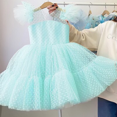 Girls Mesh Tulle Princess Dress For Kids 4-10 Years Wedding