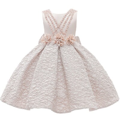 Kids Clothes Children Girls Princess Dress Beads Bow Baby Gi
