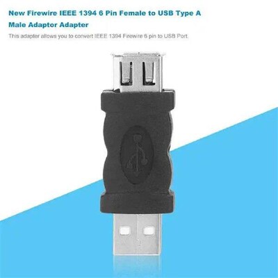 Portable Firewire IEEE 1394 6 Pin Female to USB Type