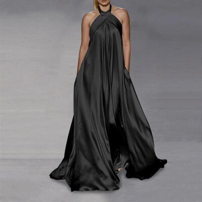Womens Party Dress Stain Maxi long Dress White Black