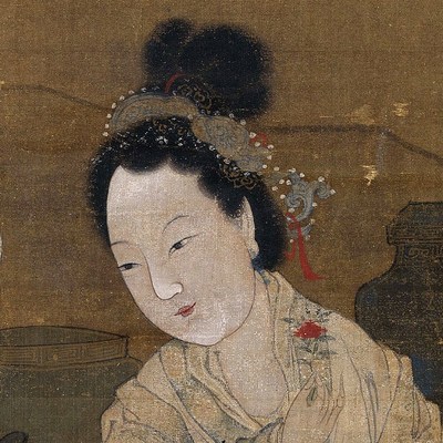 李嵩听阮图传统工笔人物高士仕女临摹范本中式装饰画艺术绢布画心