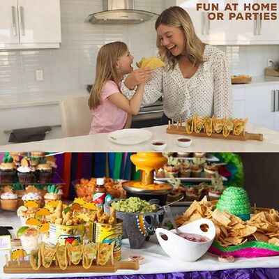 5X First Grade Bamboo Taco Tray And Appetizer Tray Stand Up