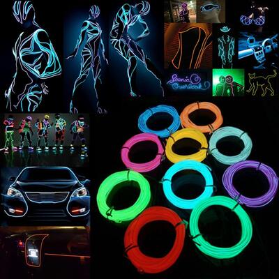 Glow EL Wire Cable LED Neon Christmas Dance Party DIY Costum
