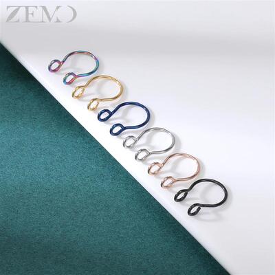 1 PC 20G Faux Stainless Steel Clip-on Septum Rings Women Men