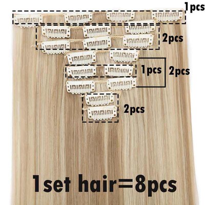 S-noilite Synthetic Pcs/set Long Straight Clip In On Hair Ex