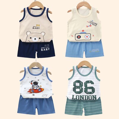 Children Sets Kids Clothes Boys Girls Vest Suit  Summer Chil