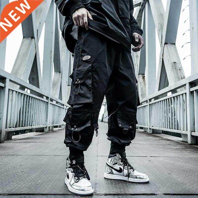 HOUZHOU Black Cargo Pants Men Joggers Hip Hop Techwear Pants