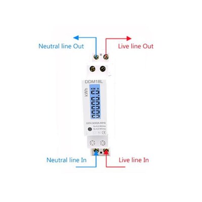 LCD Digital Single Phase Din Rail Electricity Power Consumpt