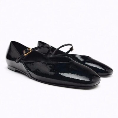 Red Womens Flats Round Toe Female Ballet Shoes Patent Leath