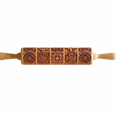 Exquisite Pattern Rolling Pin Wooden Embossing Baking Tools