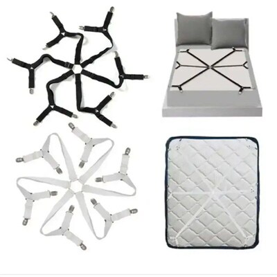 Adjustable Elastic Bed Sheet Holder, 12 Clips, Fixed Holder,