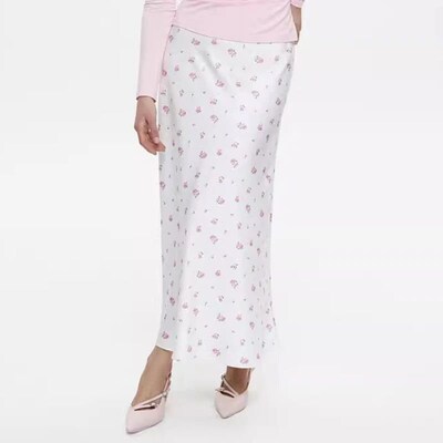 Summer Printed Fashion Long Skirt for Women High Waist Contr