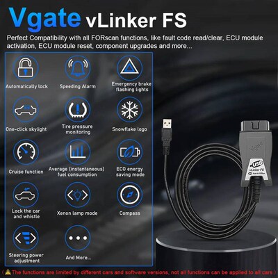 12/24V Vgate vLinker FS ELM327 USB For Ford Full FORScan Fun
