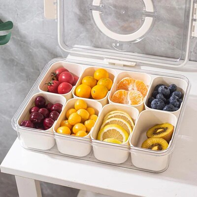 8 Grids Divided Serving Tray Storage Box Kitchen Portable Su