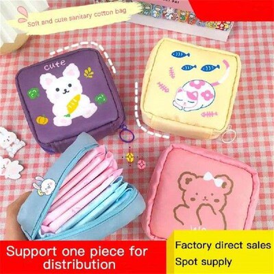 Women Kawaii Storage Bag Mini Cosmetic Bag Sanitary Napkins