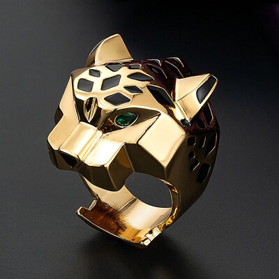 Zlxgirl rendy fine Jet enamel leopard Woman men Finger Ring
