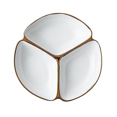 9 &quotPhnom Penh Ceramic 3 Grid Plate 1 Person Breakfas