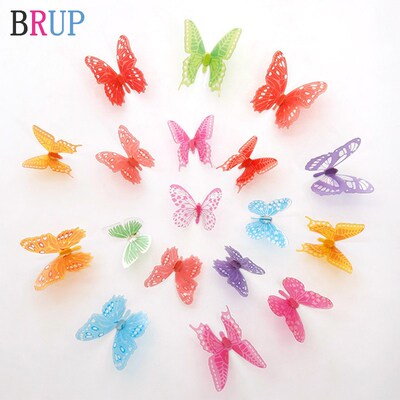 New 18pcs/lot Crystal Butterflies 3d Wall Sticker Beautiful