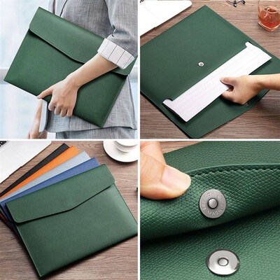 A4 File Pocket Dustproof Documents Pouch Business PU Leather