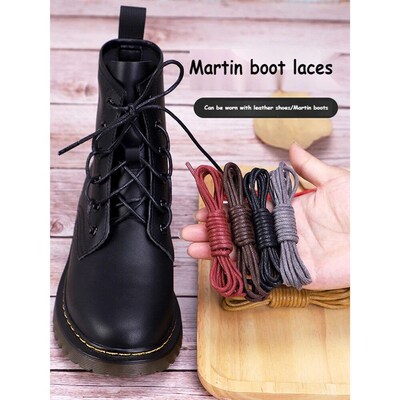 1Pair Cotton Waxed Shoelace Round Oxford Shoe lace Boot Lace