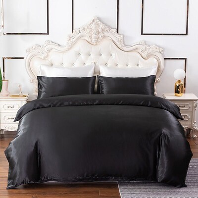 Home Textiles  Simulated Silk Pure Color Satin Set Ice Silk