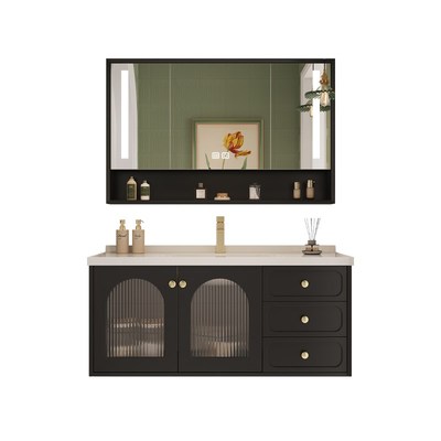 法式洗漱台陶瓷一体盆浴室柜橡木卫生间洗手盆柜洗脸盆柜