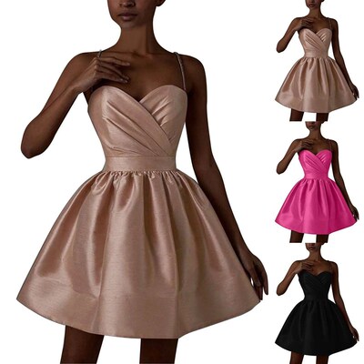 Luxury Satin Party Dress Women Ballet-Style Sexy Elegant
