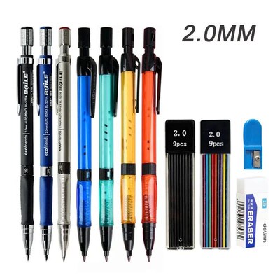 Mechanical Pencil Set 2.0mm with HB Black/Colors Lead Refil