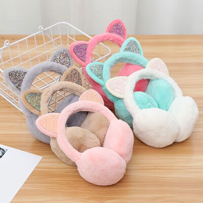 Winter Cat Rabbit Fox Animal Ears Warmer Earmuffs Women Fluf
