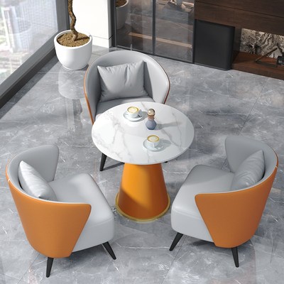 皮艺阳台休闲小沙发休息区接待店铺酒店房间商务会客洽谈桌椅