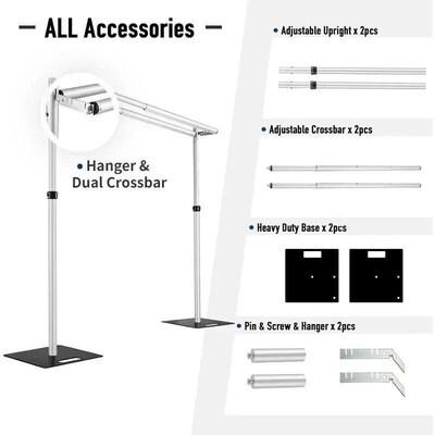 6-10Ft Adjustable Double Crossbar Pipe&Curtain Decoration
