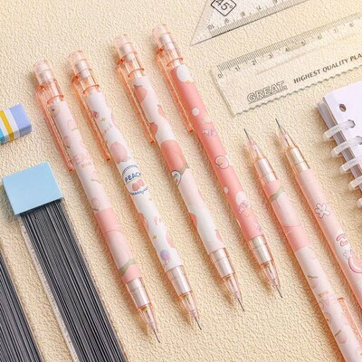 1 Pcs Lytwtws 0.5mm Honey peach Cute Press Automatic Mechan